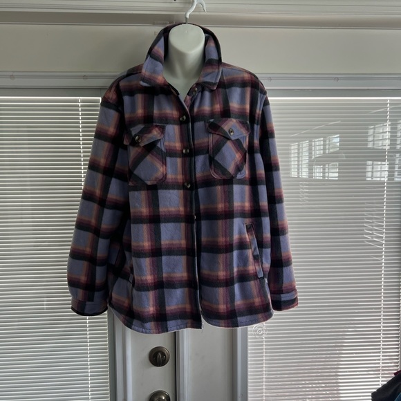 Sage | Jackets & Coats | Sage Collective Purple Plaid Sherpa ...